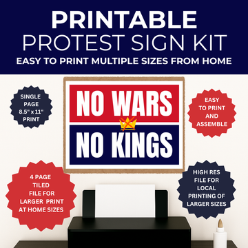 No Kings Printable Protest Signs - Digital Download - Anti Trump Signs ...