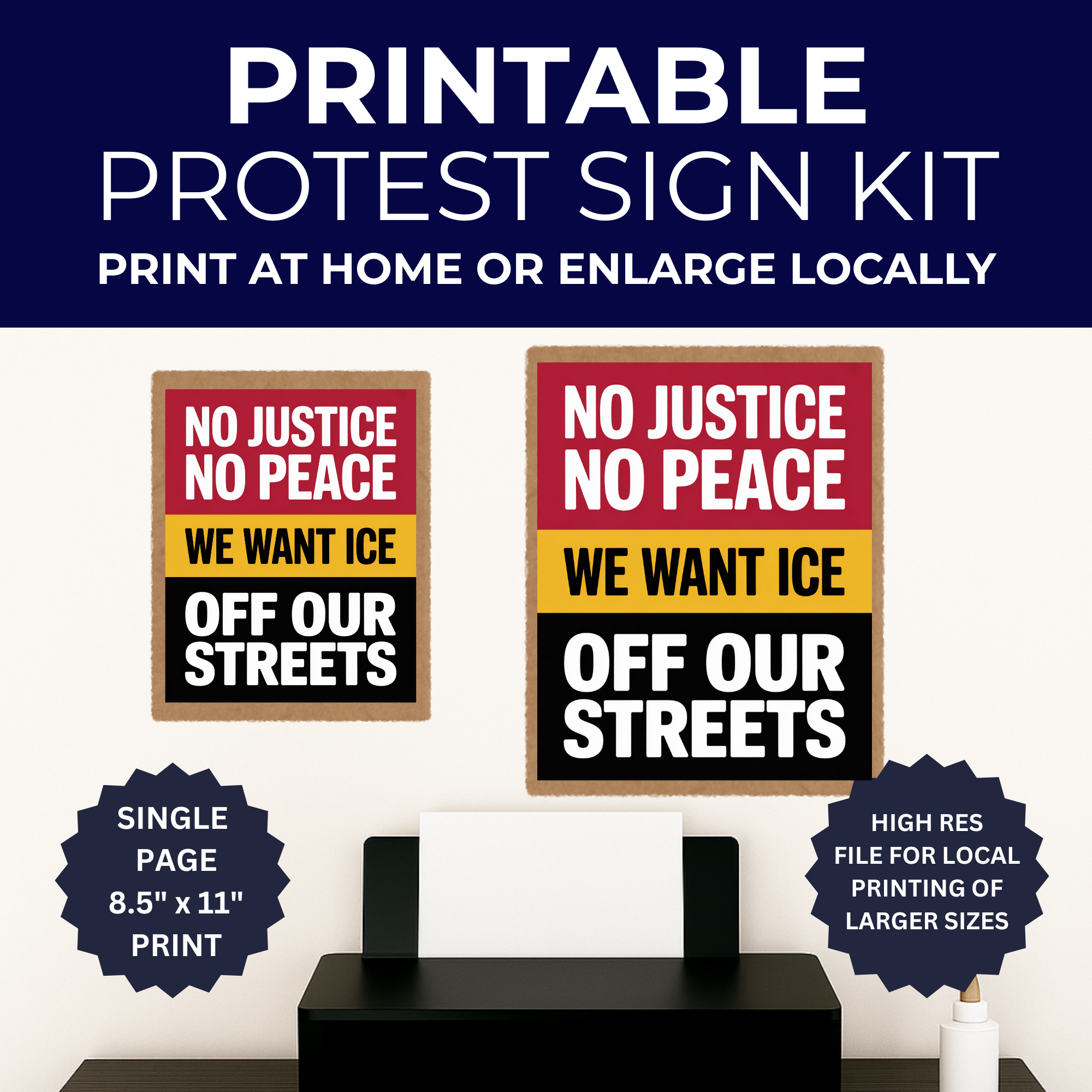 Anti ICE Protest Signs, Printable Protest Sign Kit, Anti Trump Signs ...