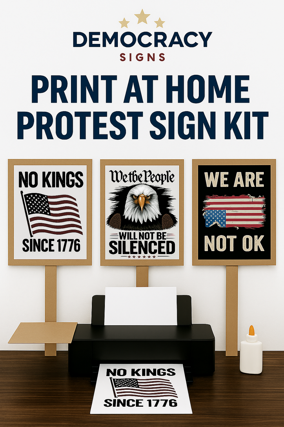 No Kings Printable Protest Signs - Digital Download - Anti Trump Signs ...