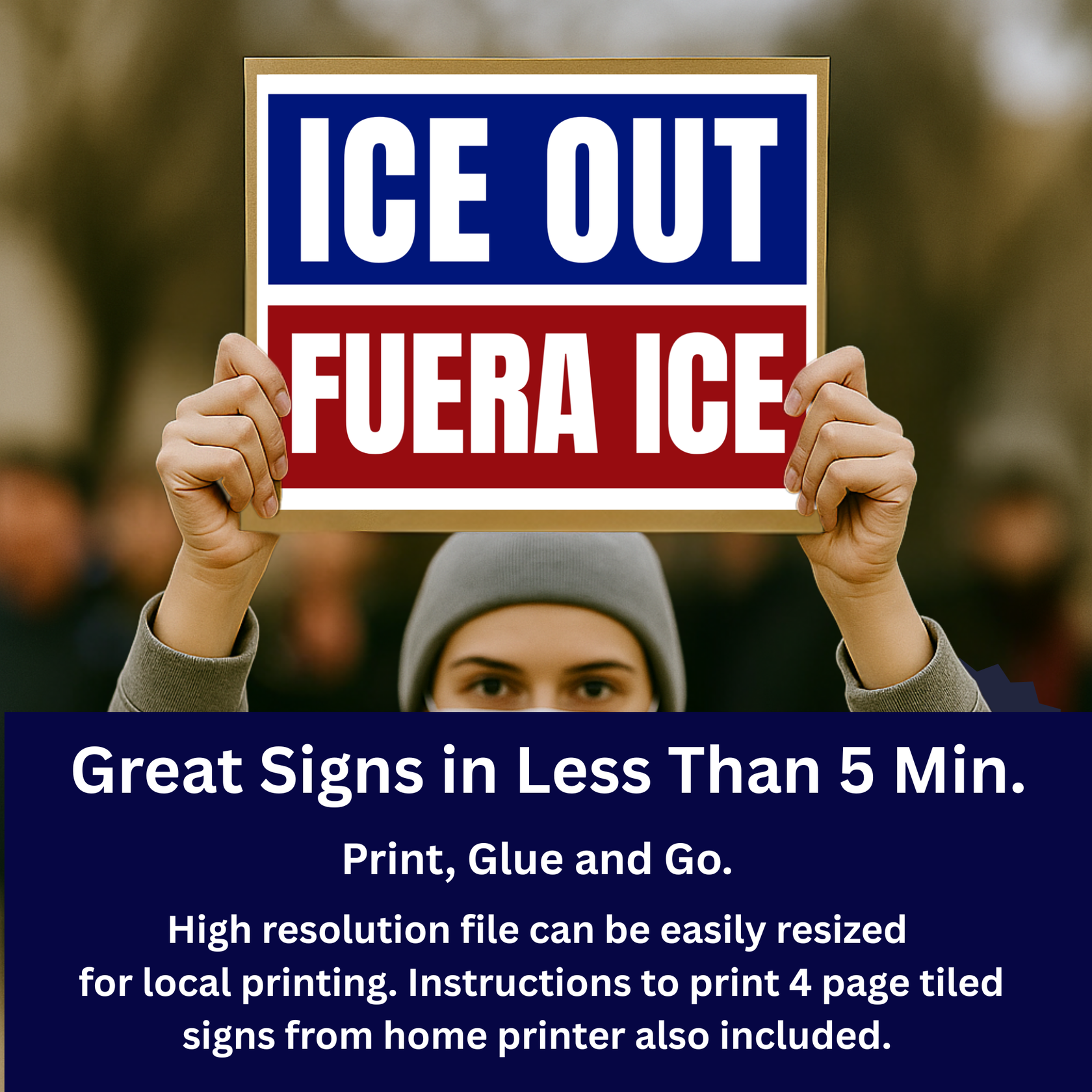 ICE OUT Protest Sign | Printable Protest Sign | Protest PNG – Democracy ...